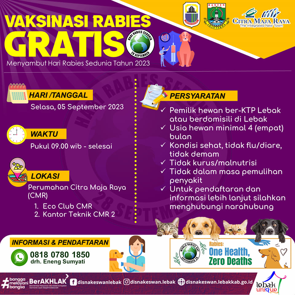 VAKSINASI RABIES GRATIS MENYAMBUT HARI RABIES TAHUN 2023 – Dinas ...